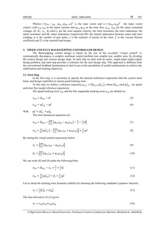A High Gain Observer Based Sensorless Nonlinear Control of Induction Machine | PDF