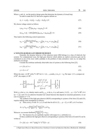A High Gain Observer Based Sensorless Nonlinear Control of Induction Machine | PDF