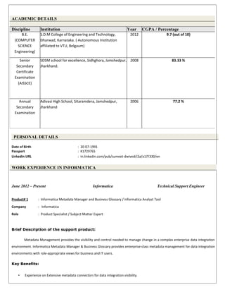 Sumeet Kumar Dwivedi_Metadata_Manager | PDF