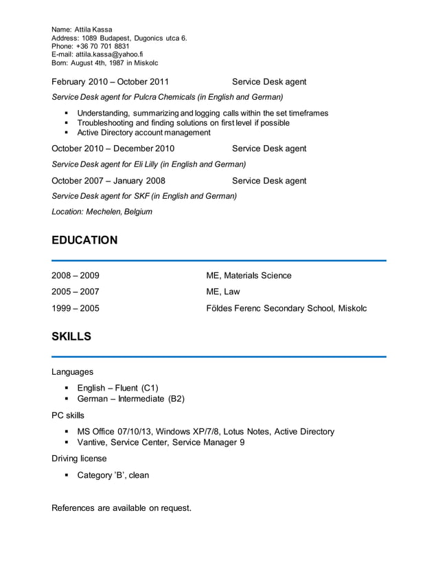 Attila Kassa CV 2015 | PDF