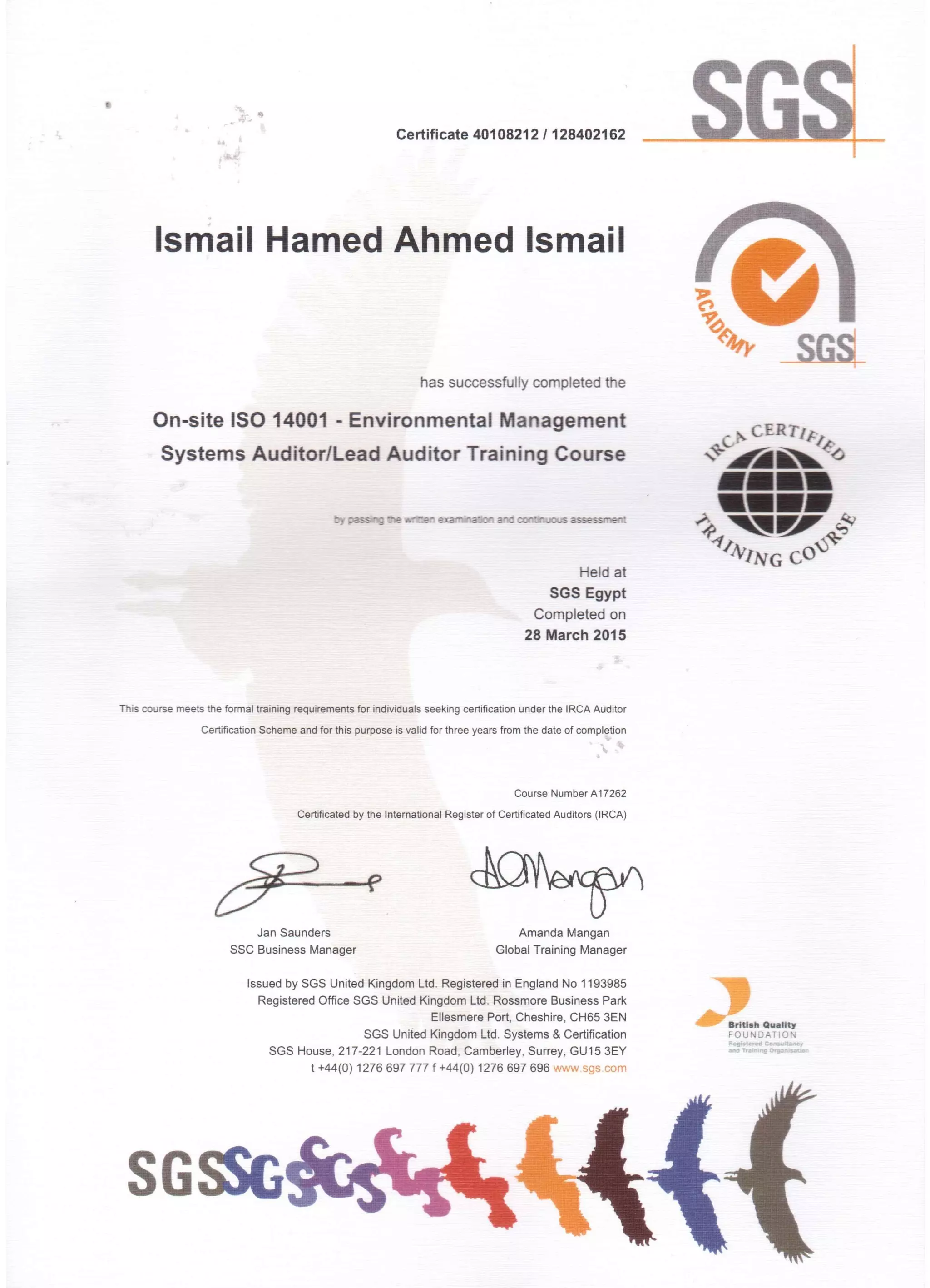 ISO 14001 EMS lead auditor certificate | PDF