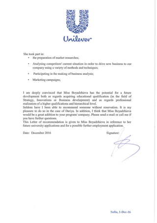 Recommendation Dariya - Unilever | PDF