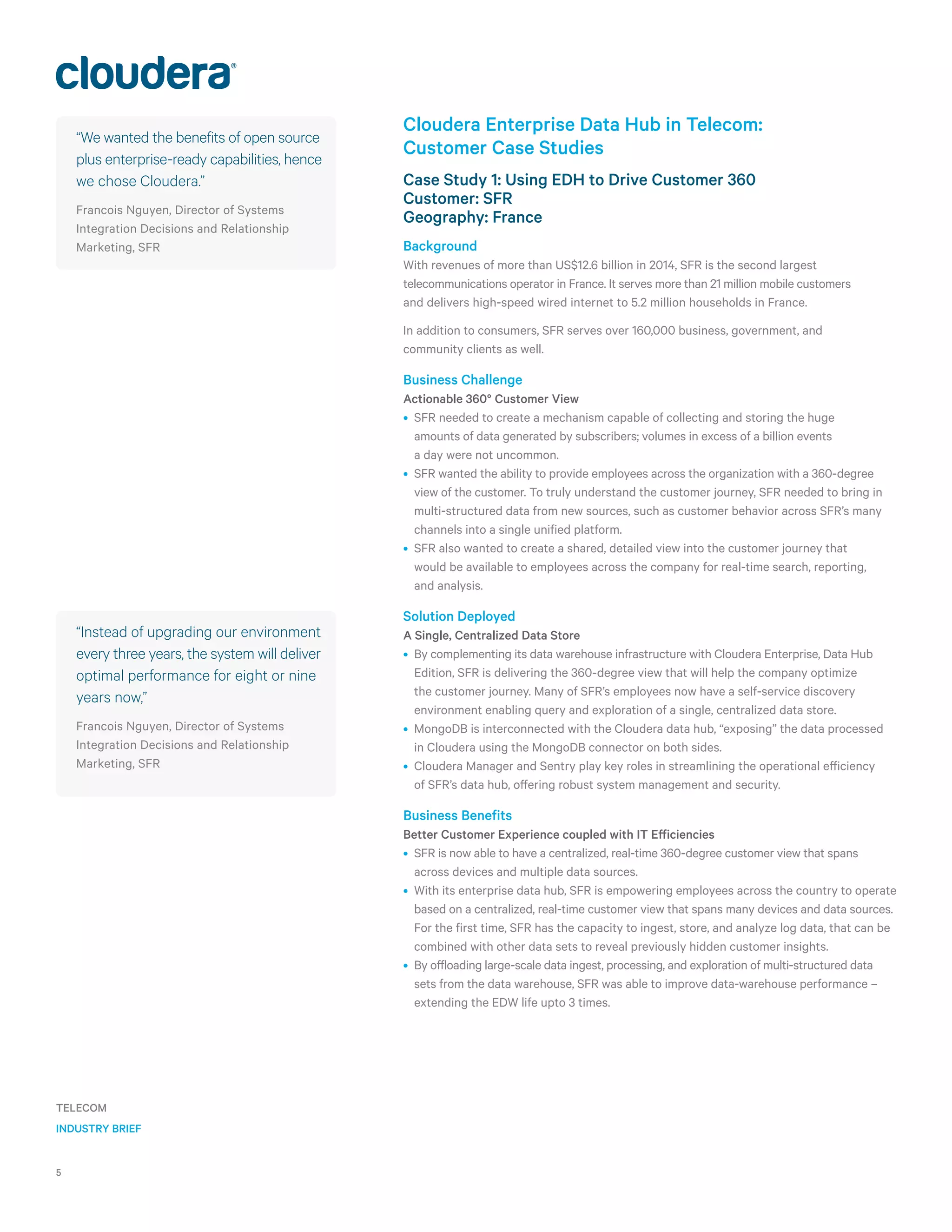 Cloudera Enterprise_Data Hub in Telecom | PDF | Cloud Computing | Internet