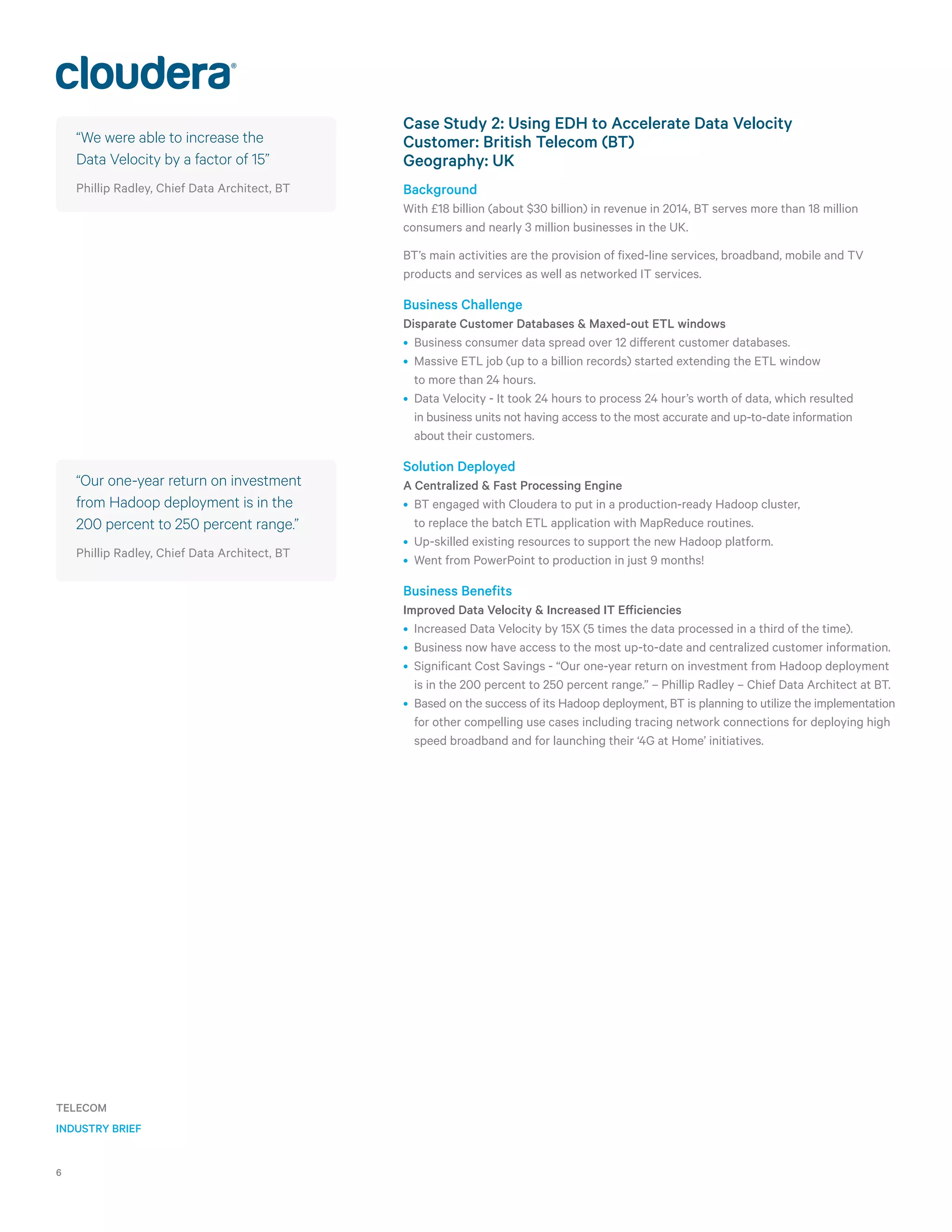 Cloudera Enterprise_Data Hub in Telecom | PDF | Cloud Computing | Internet