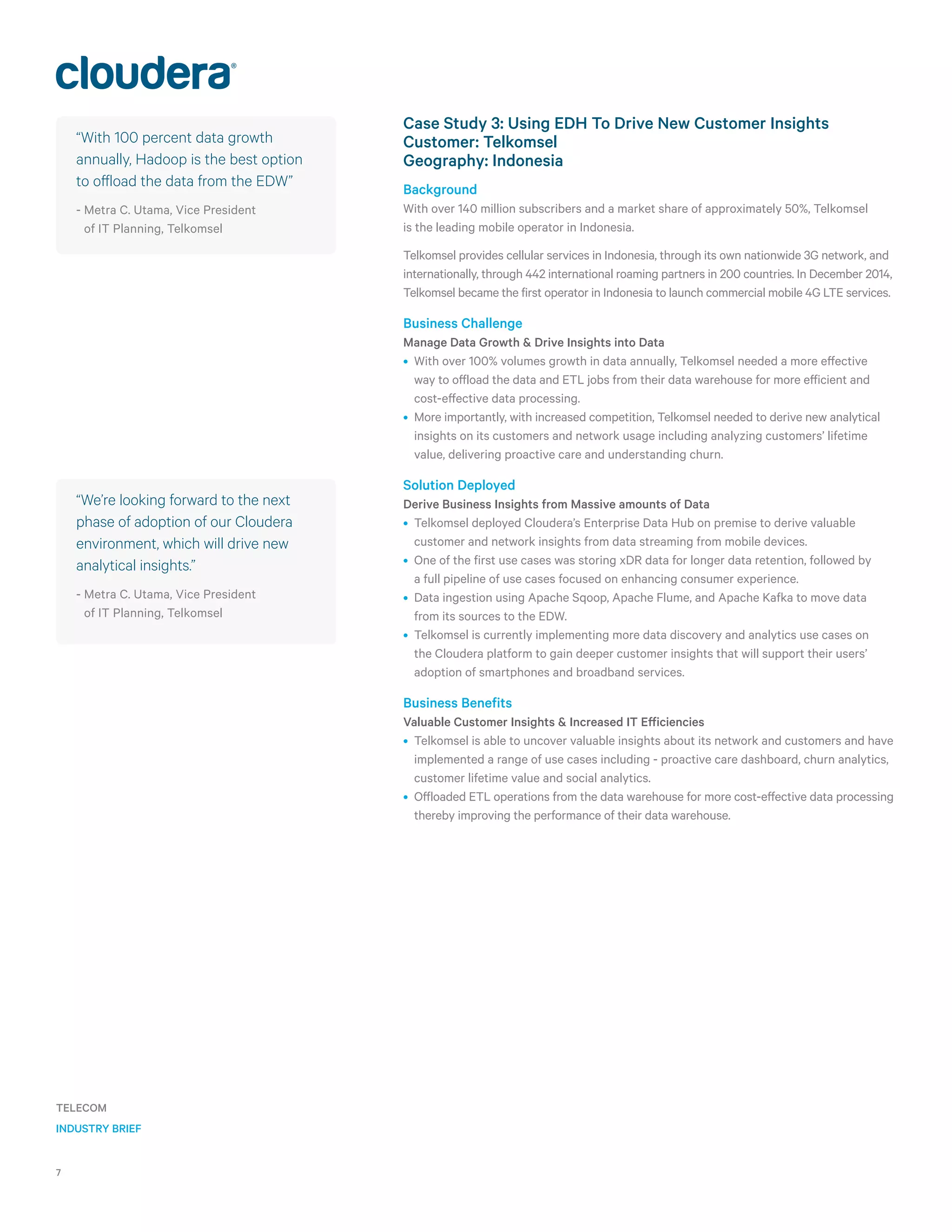 Cloudera Enterprise_Data Hub in Telecom | PDF | Cloud Computing | Internet