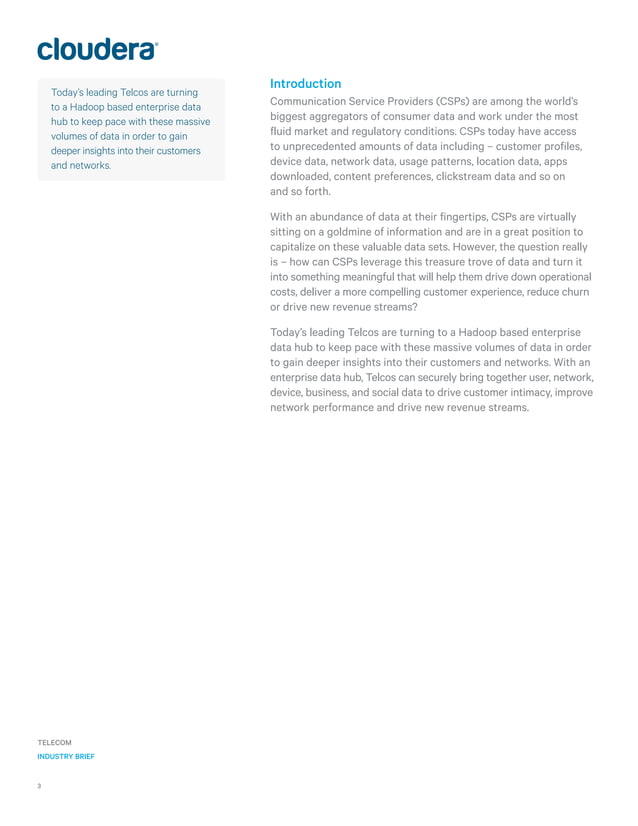 Cloudera Enterprise Data Hub In Telecom Pdf