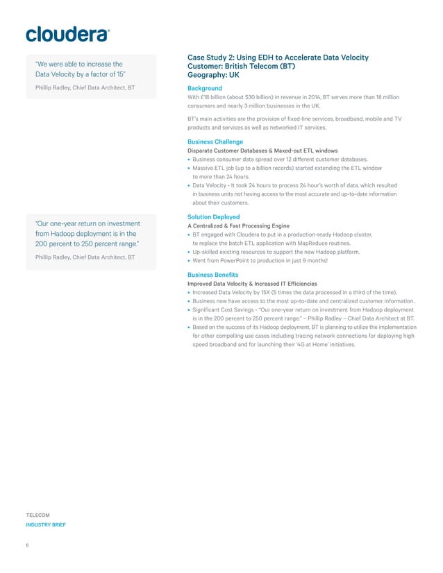 Cloudera Enterprise_Data Hub in Telecom | PDF