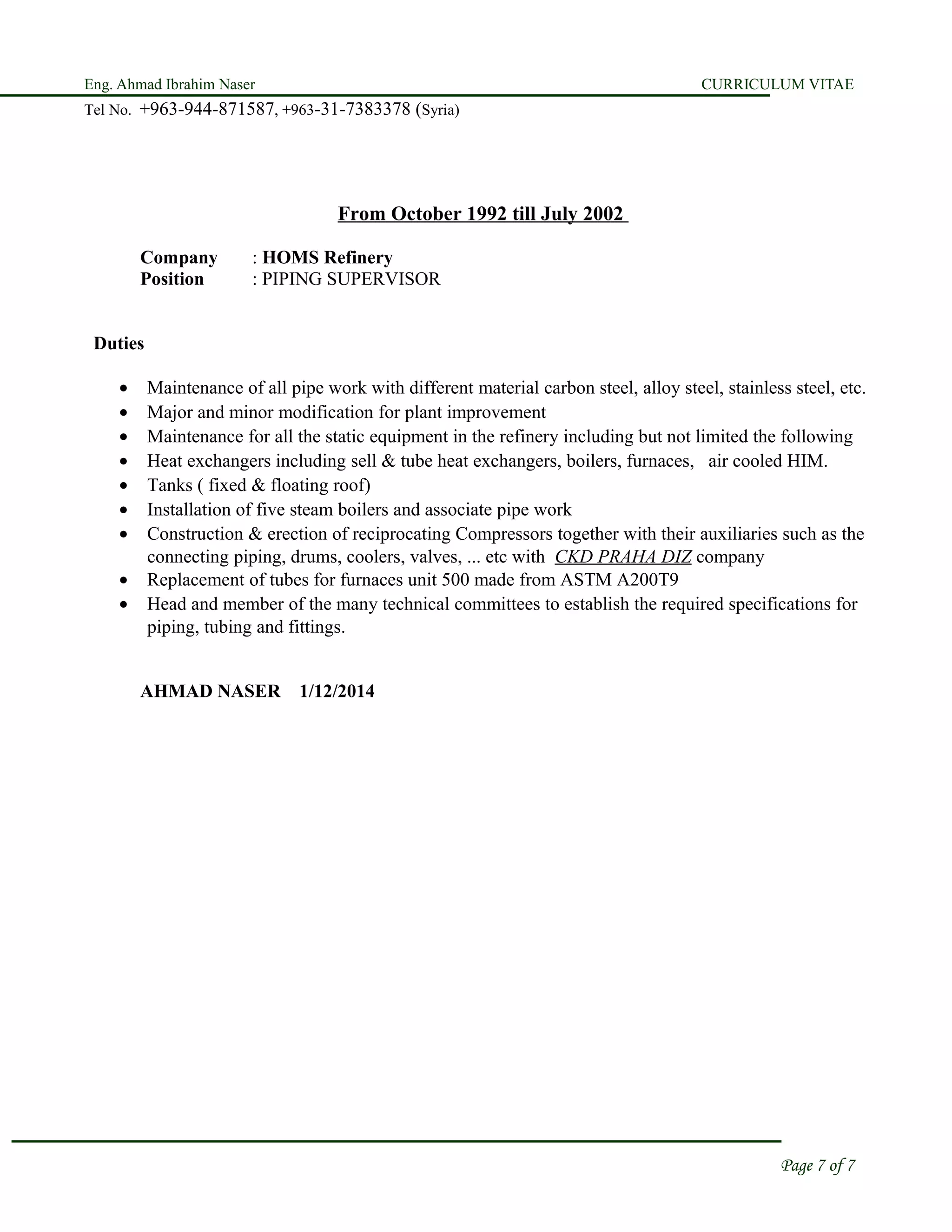 Ahmad Naser CV | DOC