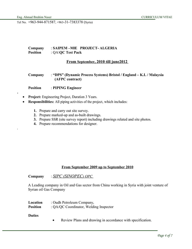 Ahmad Naser CV | PDF