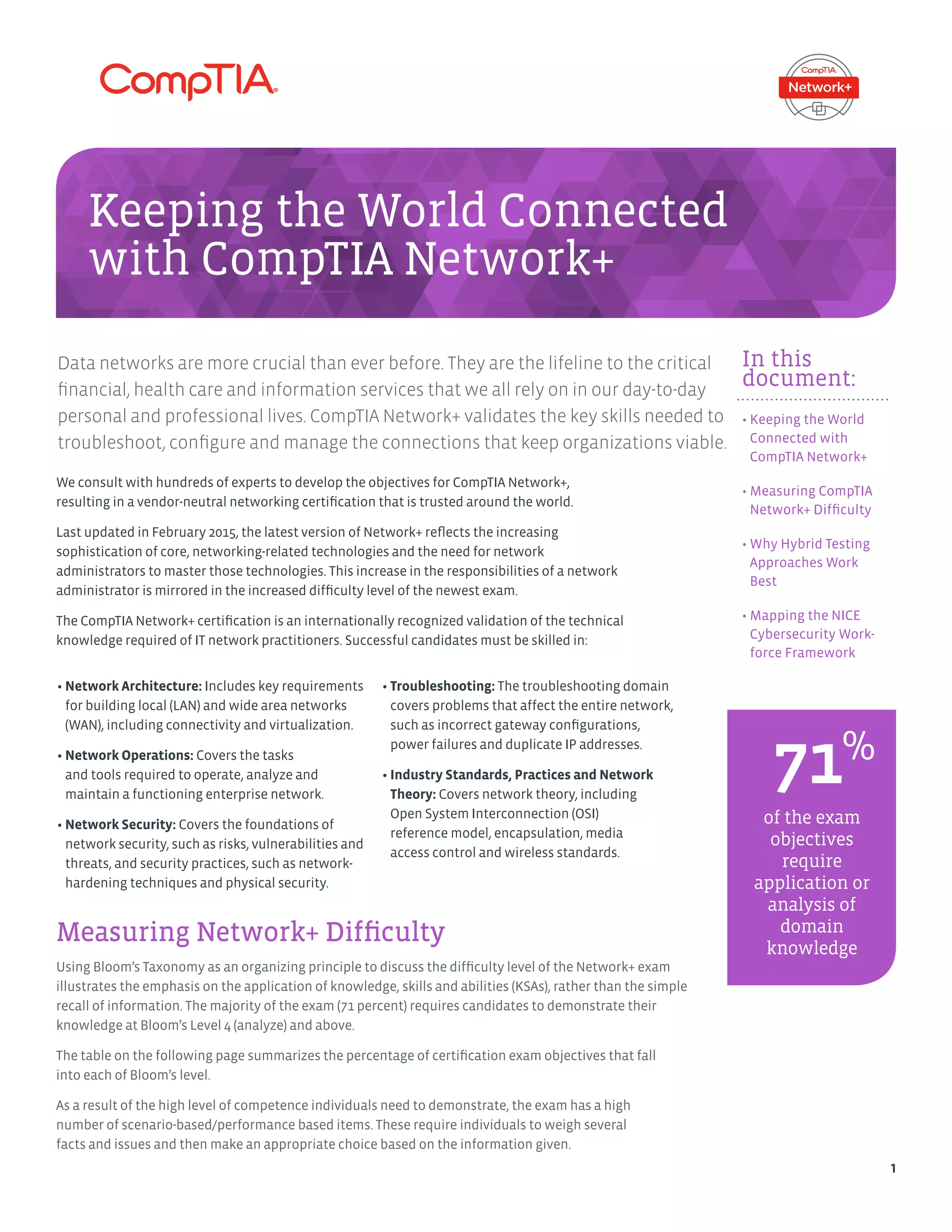 Keeping the World Connected with CompTIA Network+ | PDF