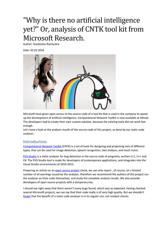 "Why is there no artificial intelligence yet?" Or, analysis of CNTK tool kit from Microsoft ...
