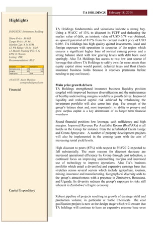 TA HOLDINGS ANALYSIS | PDF