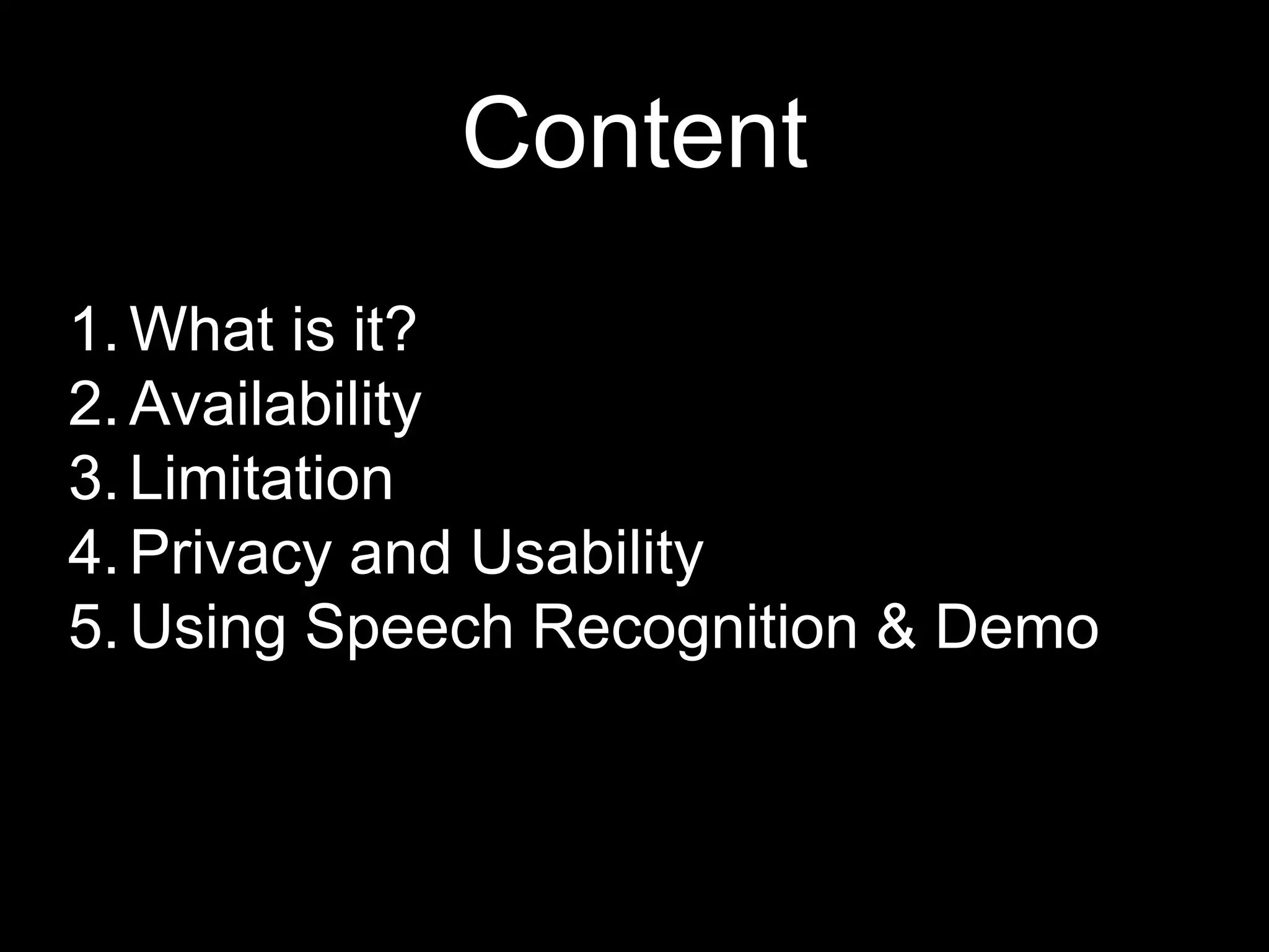Speech Recognition API | PPT