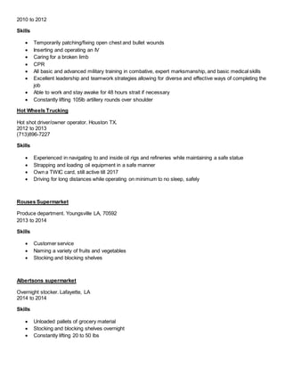 Joeys Resume | DOCX | Medical Tests | Medical Health