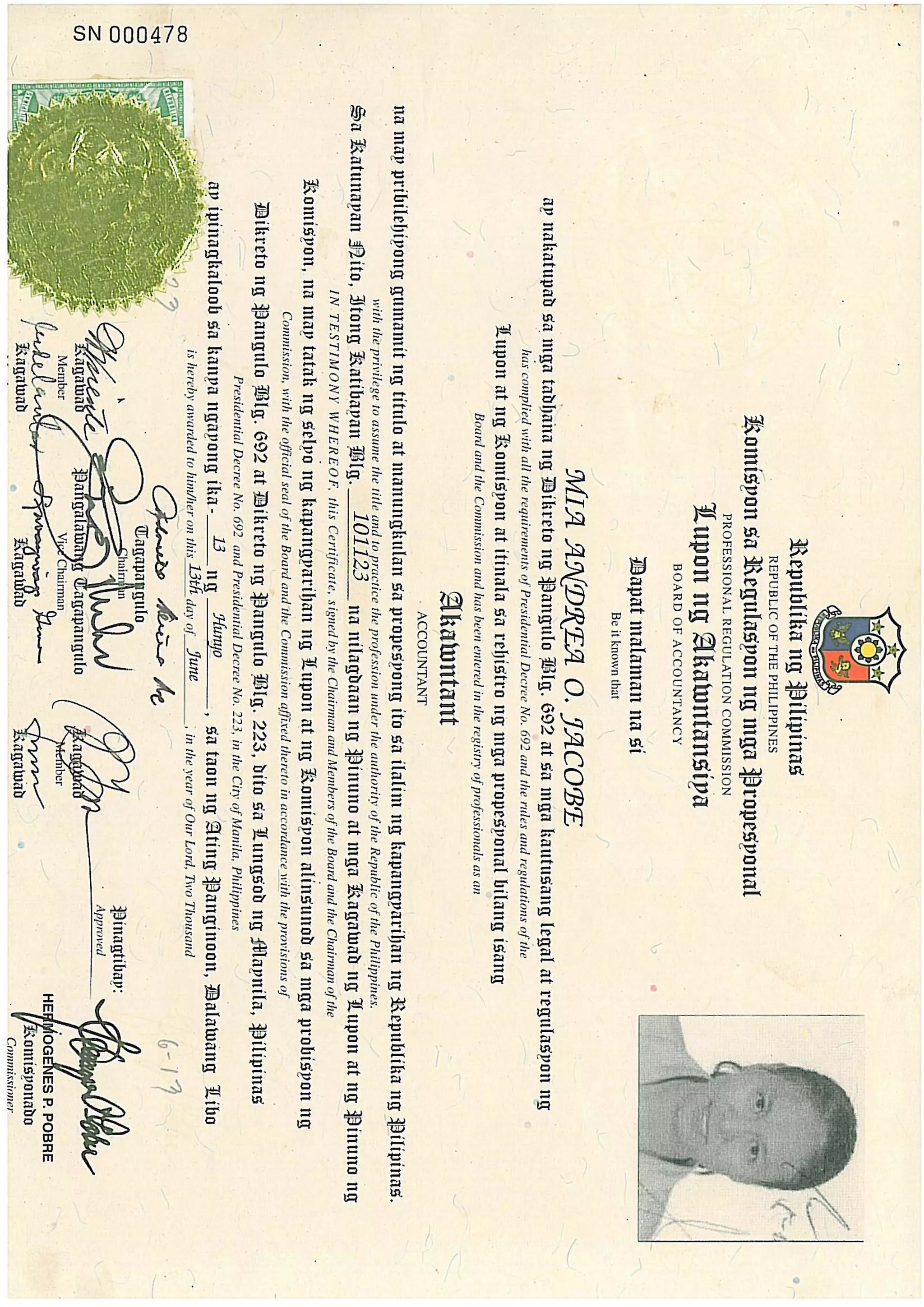 MIA PRC CERTIFICATE | PDF