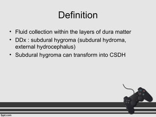 037 Pathophysiology of subdural hematoma | PPT | Blood Disorders ...