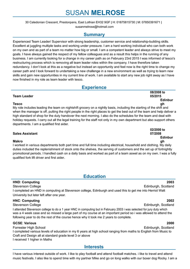 Susan Melrose Main CV-SuzMike | PDF