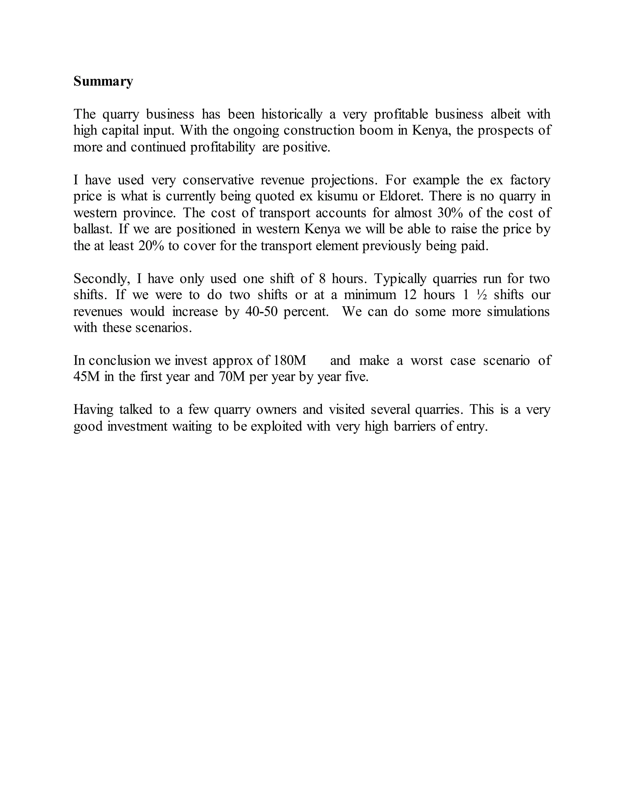 Quarry business Plan | DOCX