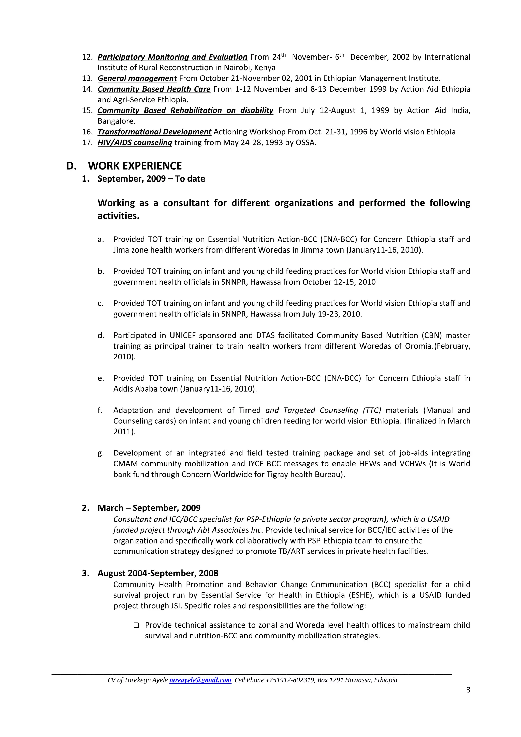 Tarekegn Ayele_CV | PDF