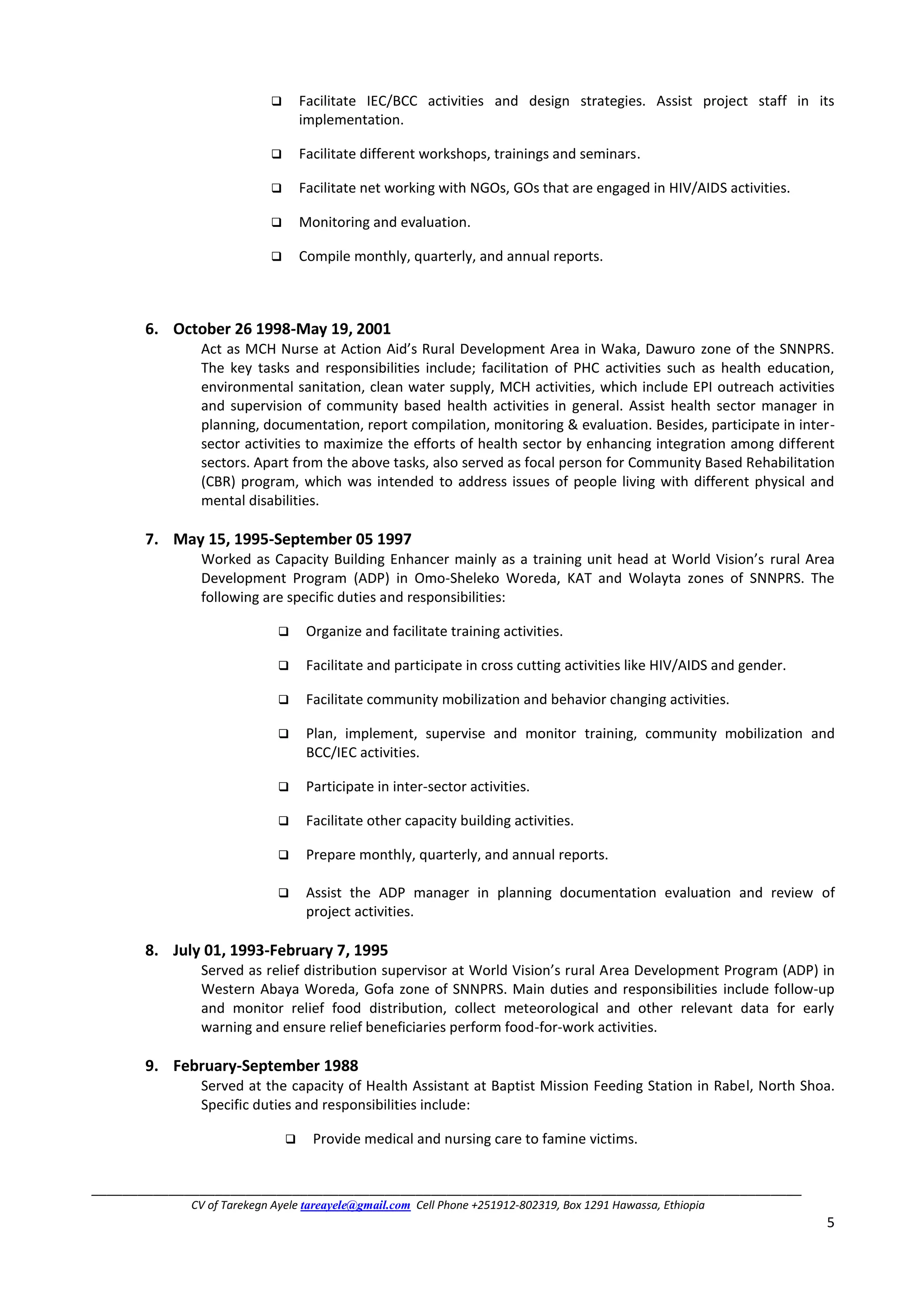 Tarekegn Ayele_CV | PDF