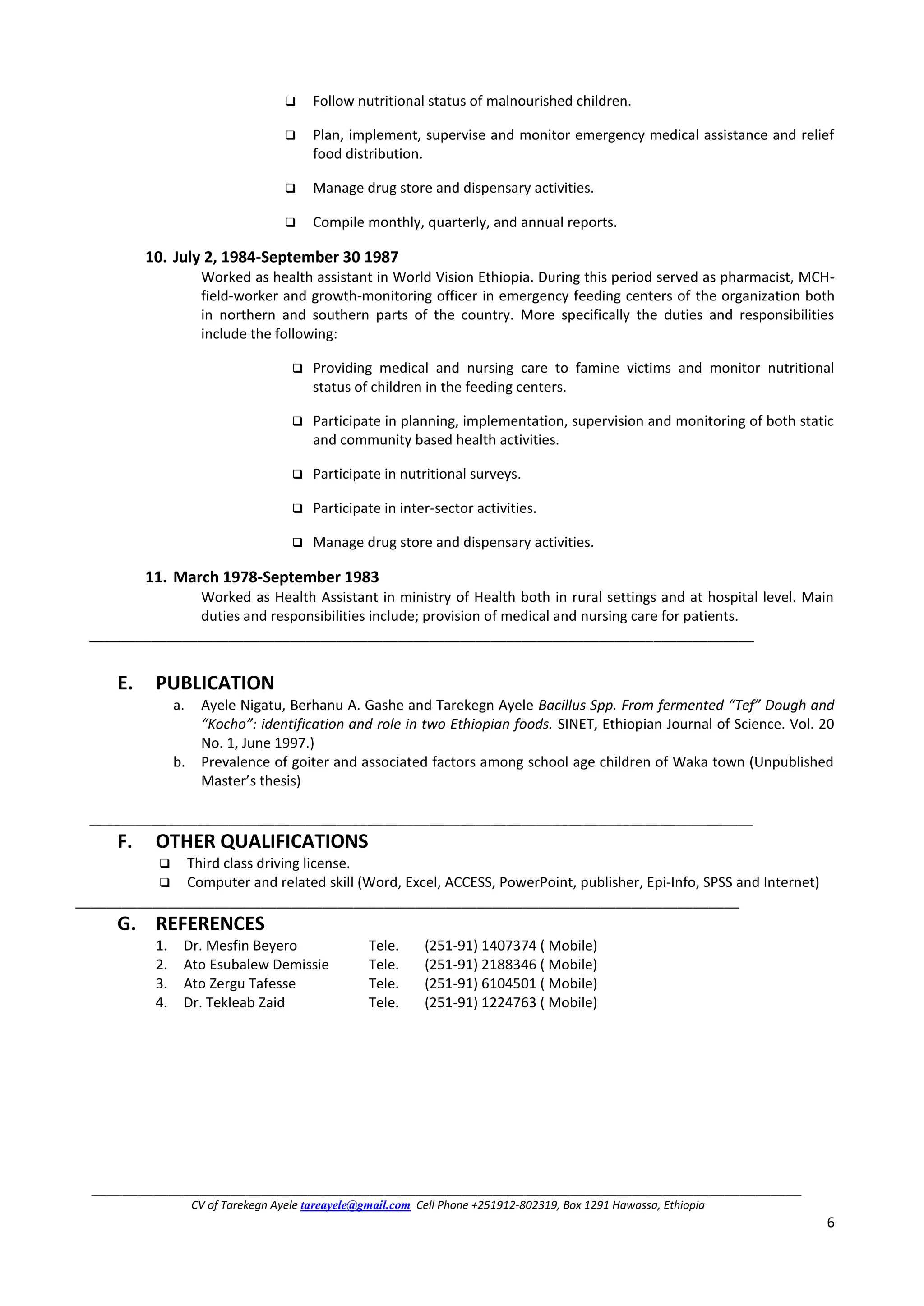 Tarekegn Ayele_CV | PDF
