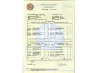 Bachelor Degree Transcript | PDF