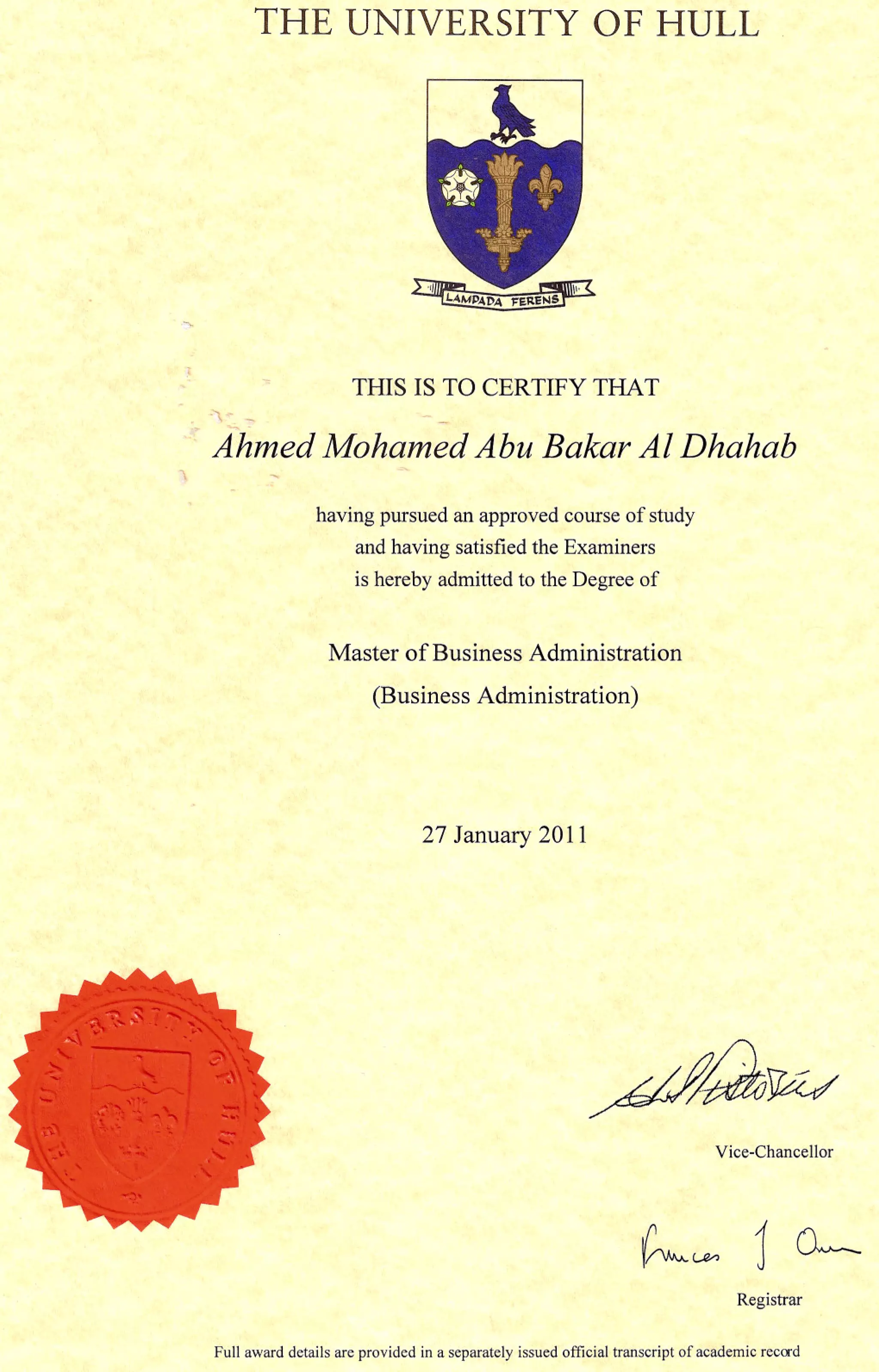 MBA Certificate 2010 | PDF