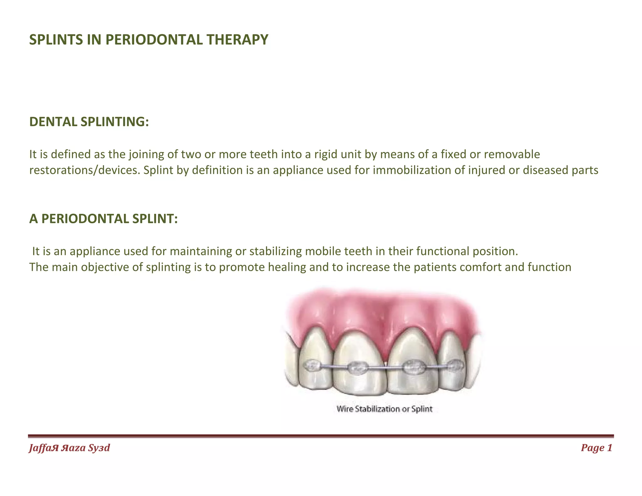 039.splints in periodontal therapy | PDF