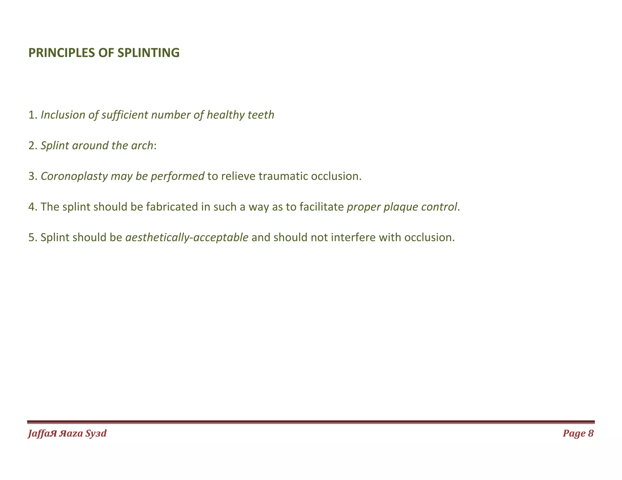 039.splints in periodontal therapy | PDF