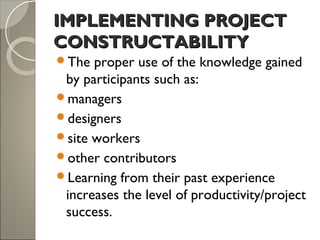 039 Integrating Constructability | PPT