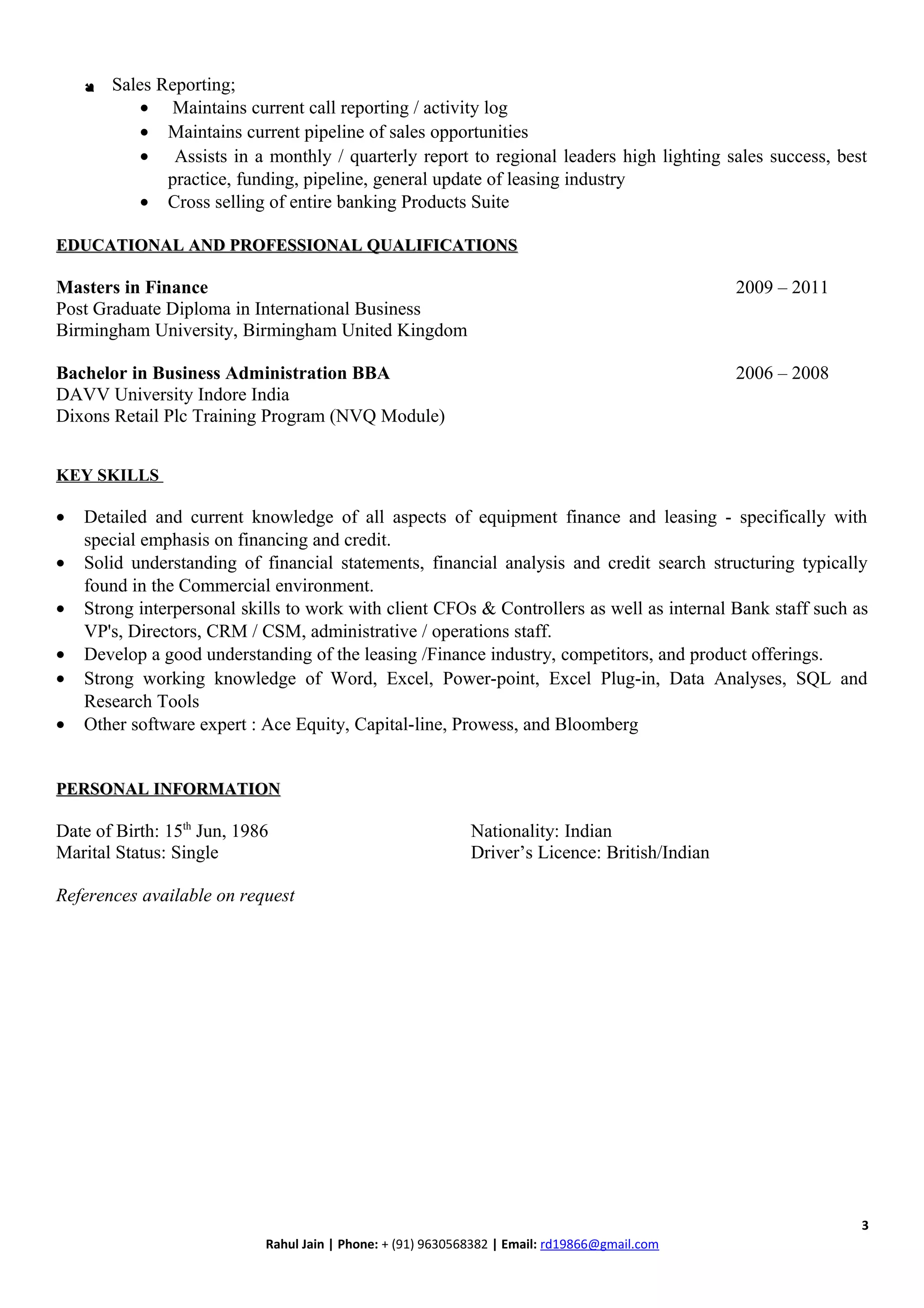 Rahul CV Latest Update | PDF