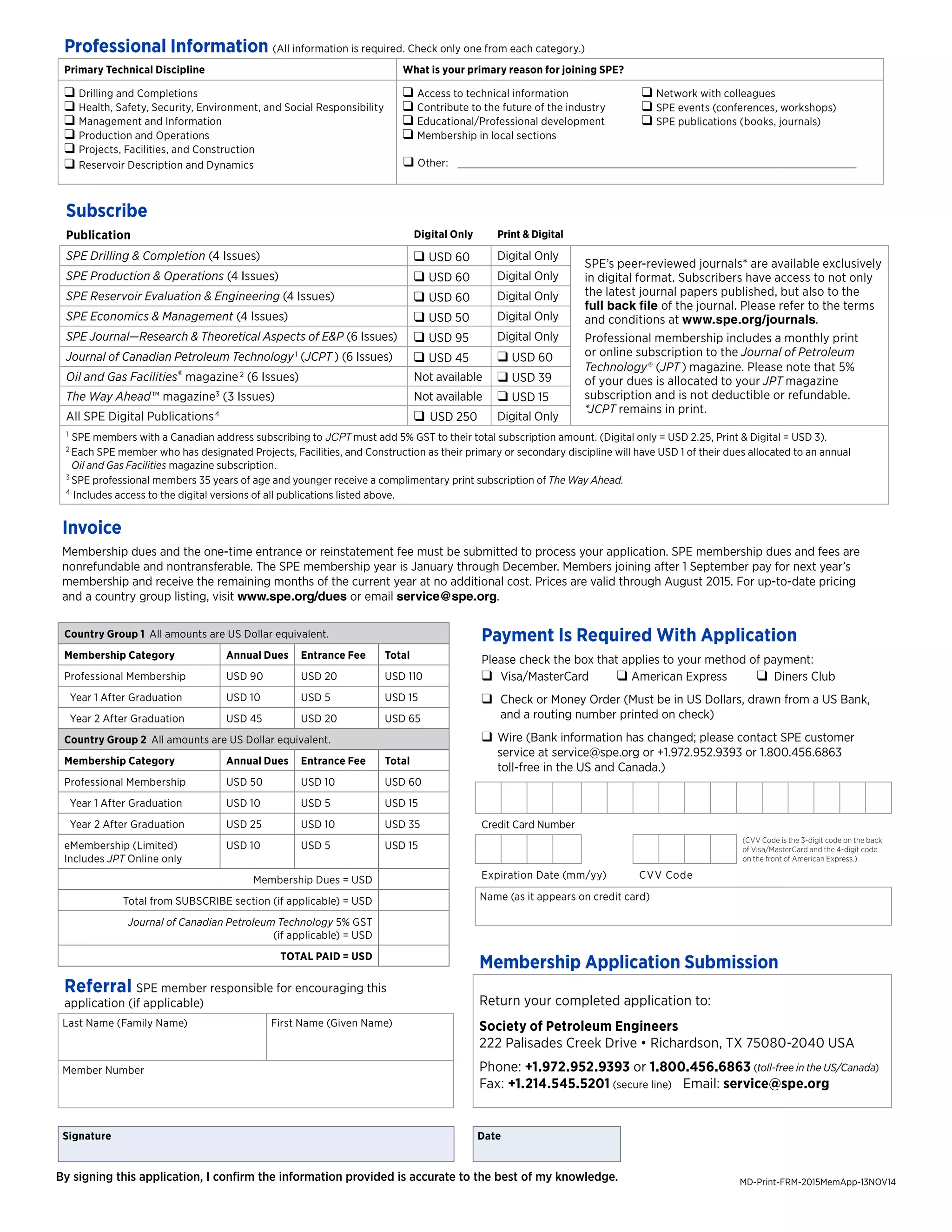 SPE MEMBERSHIP APPLICATION | PDF