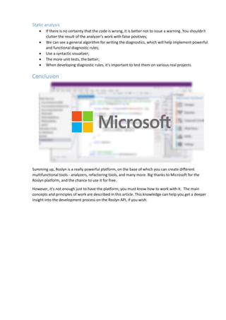 Introduction to Roslyn and its use in program development | PDF