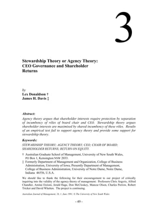 039 agency vs stewardship theory | PDF