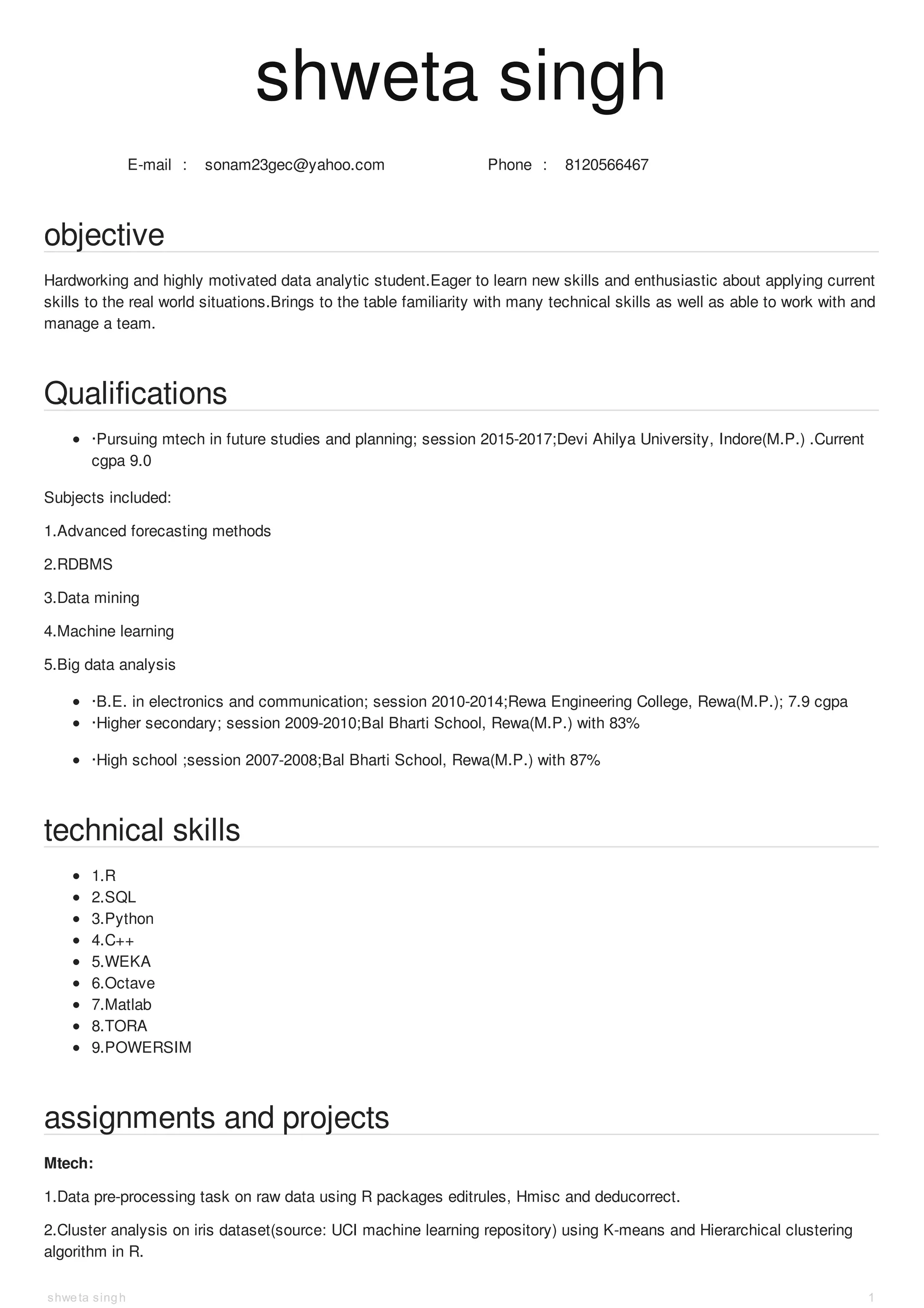 RESUME_Shweta_Singh | PDF