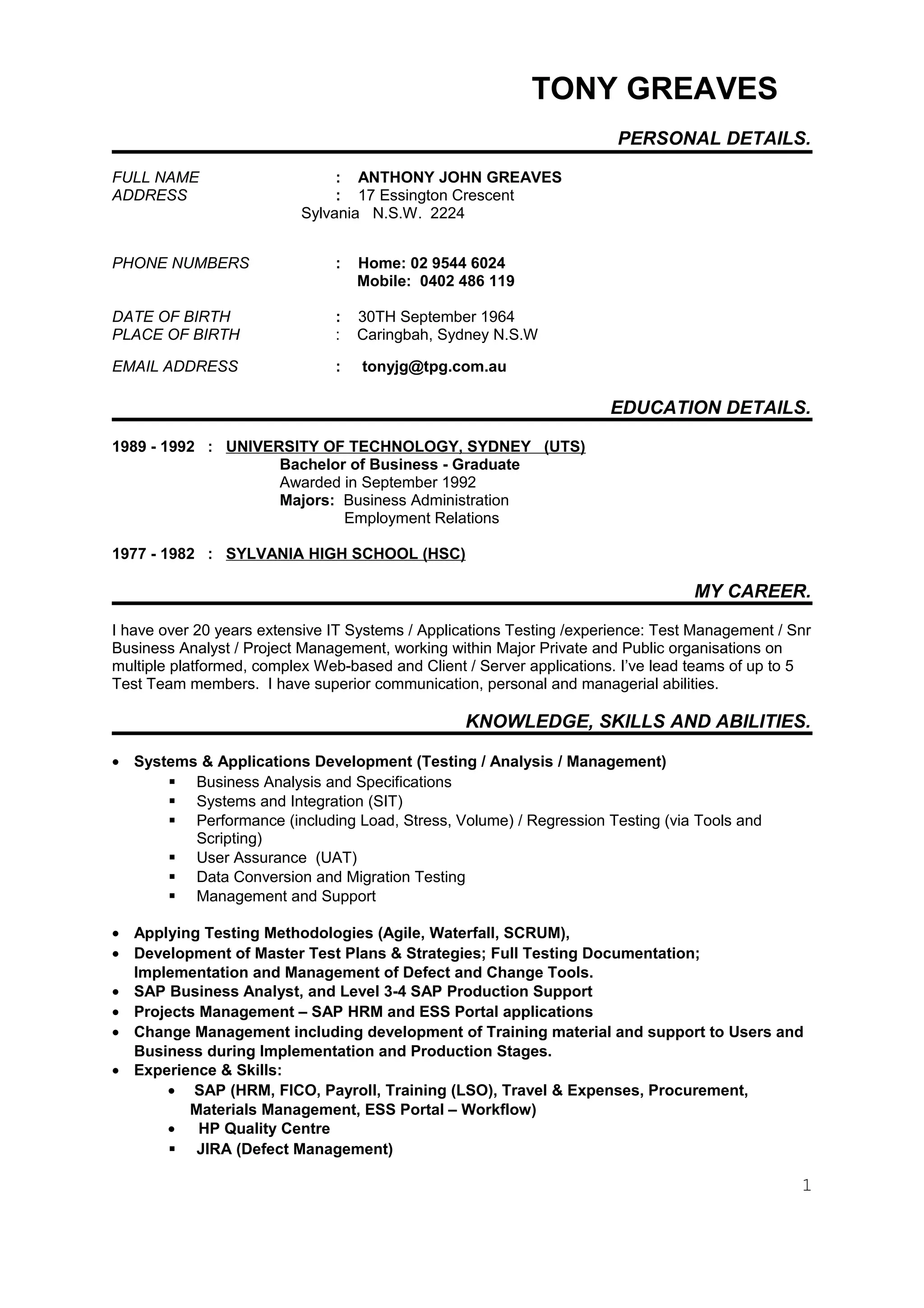 CV-TonyGreaves-2016 | DOC