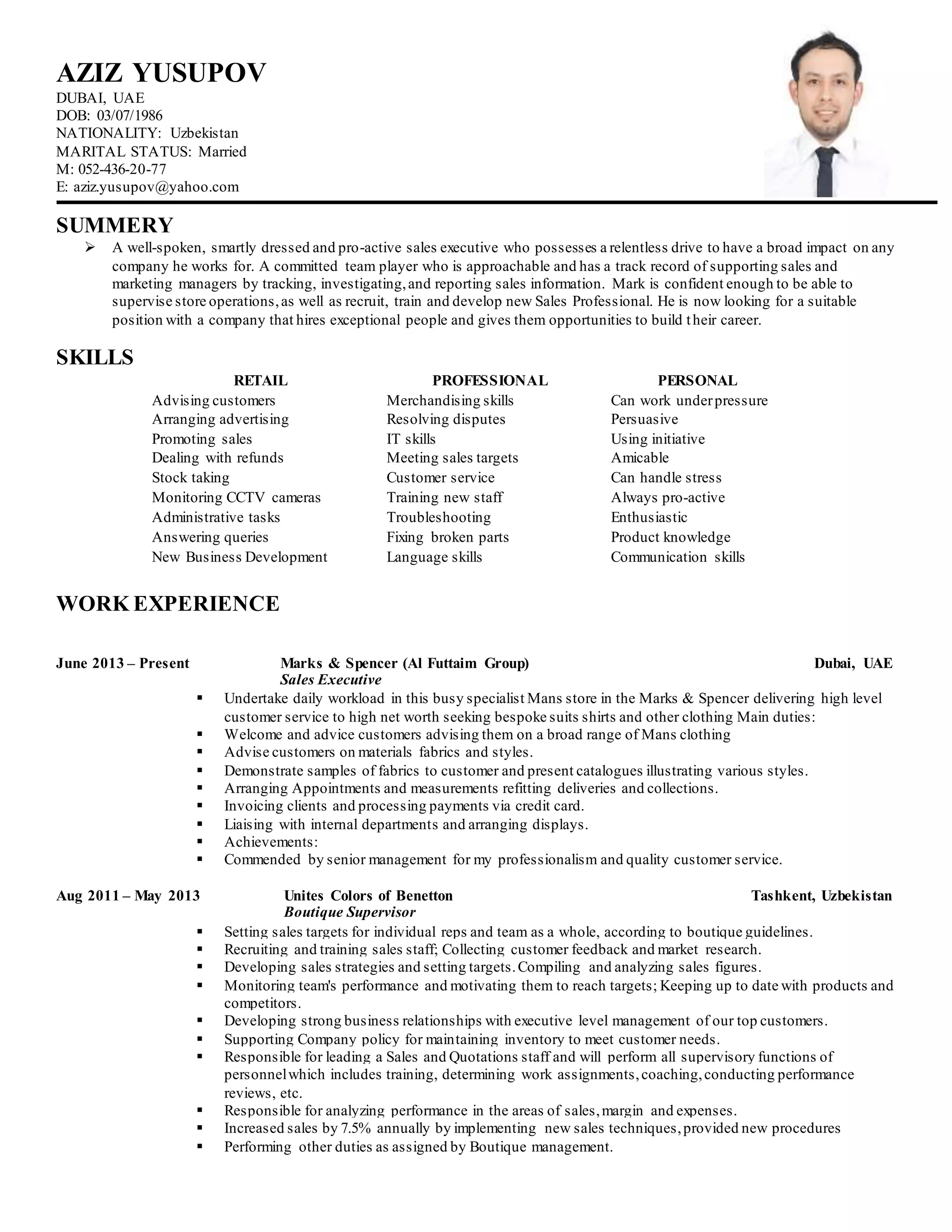 CV of AZIZ YUSUPOV | PDF