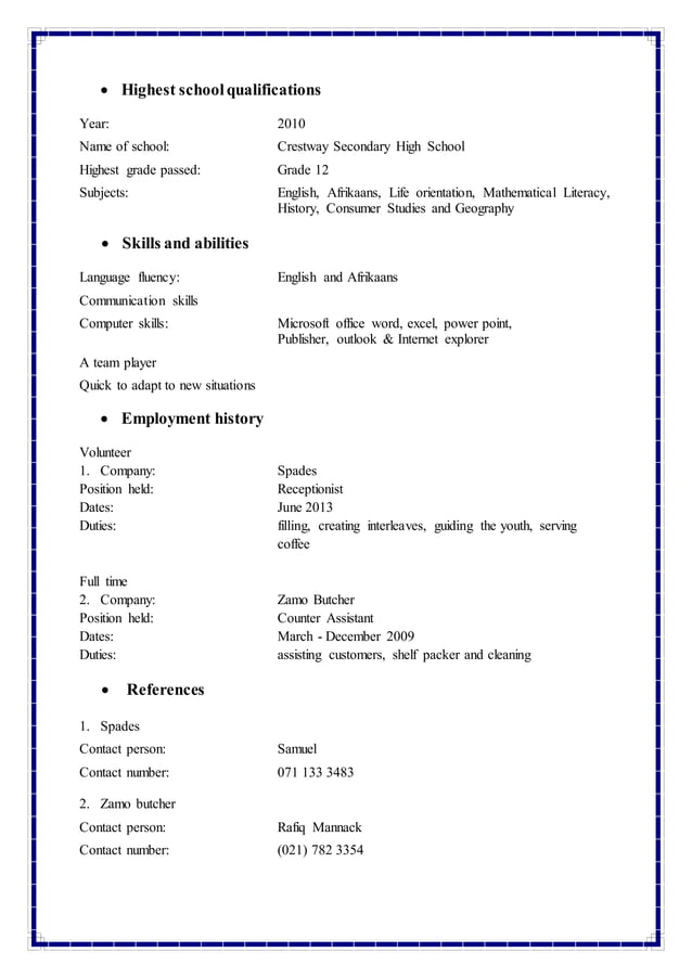 Ragmah cv new 2 | DOCX | Secondary Education | Education