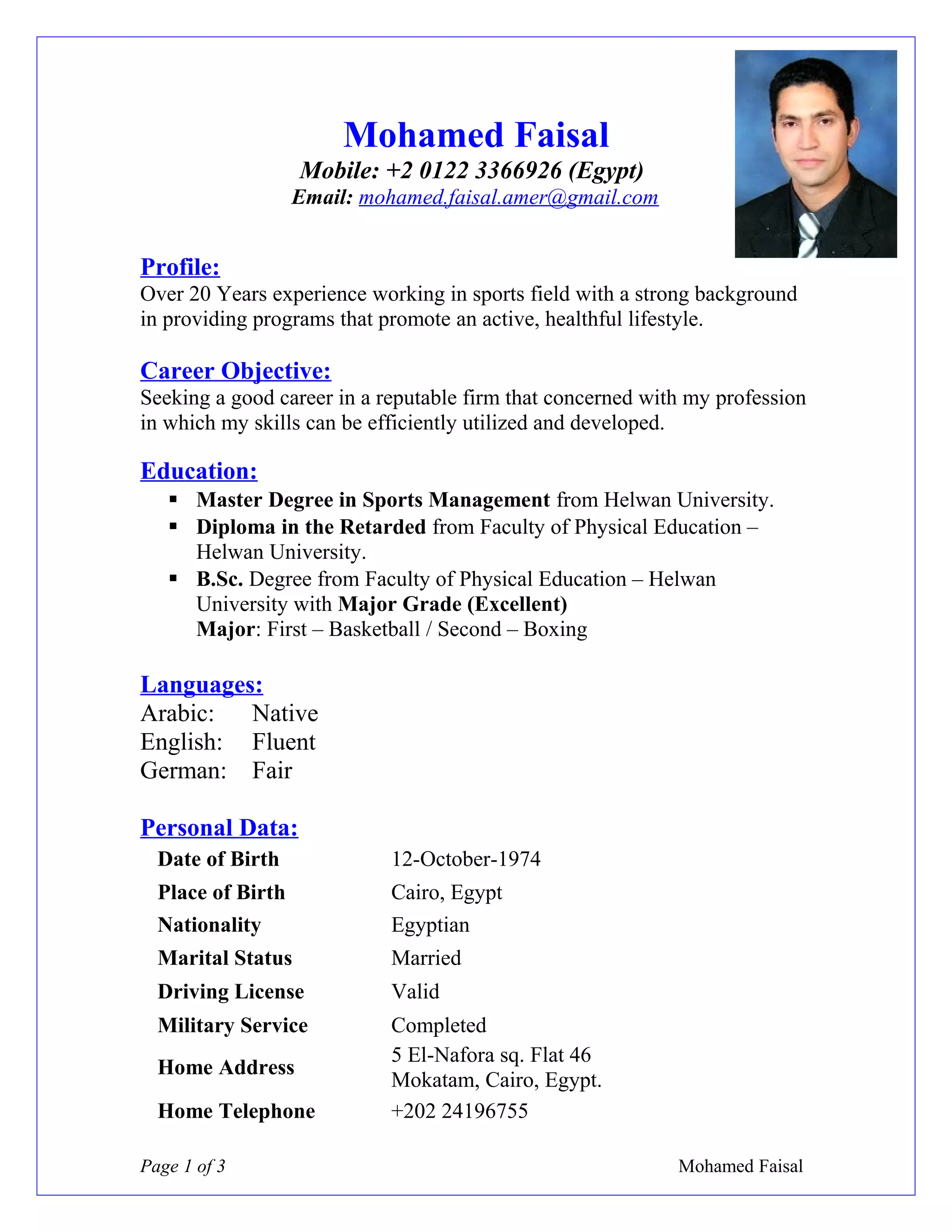 Mohamed Faisal_CV | PDF