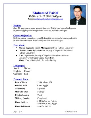 Mohamed Faisal_CV | PDF