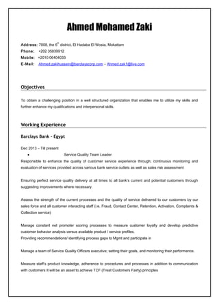 Ahmed Mohamed Zaki resume | DOC