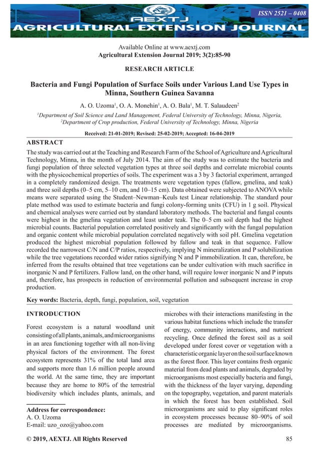 Bacteria and Fungi Population of Surface Soils under Various Land Use ...