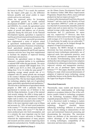 Determinants of Adoption of Improved Maize Technology among Smallholder Maize Farmers in the ...