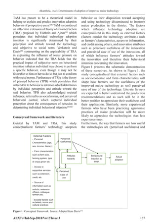 Determinants of Adoption of Improved Maize Technology among Smallholder Maize Farmers in the ...