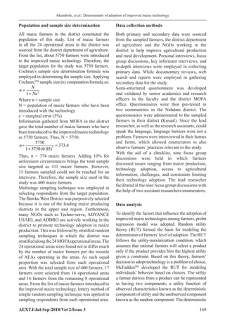 Determinants of Adoption of Improved Maize Technology among Smallholder Maize Farmers in the ...