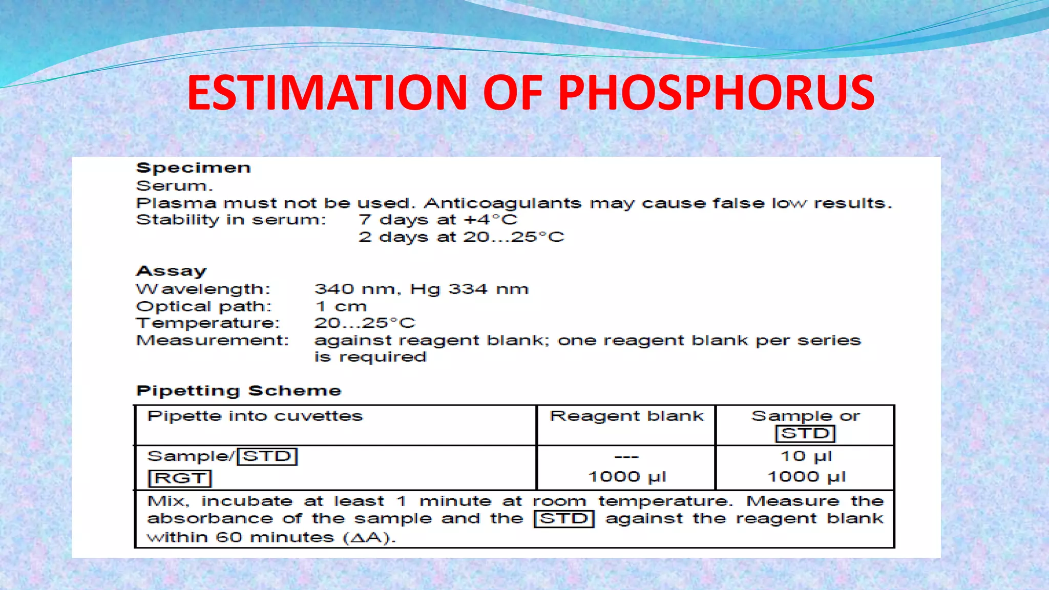 phosphorus estimation | PPTX