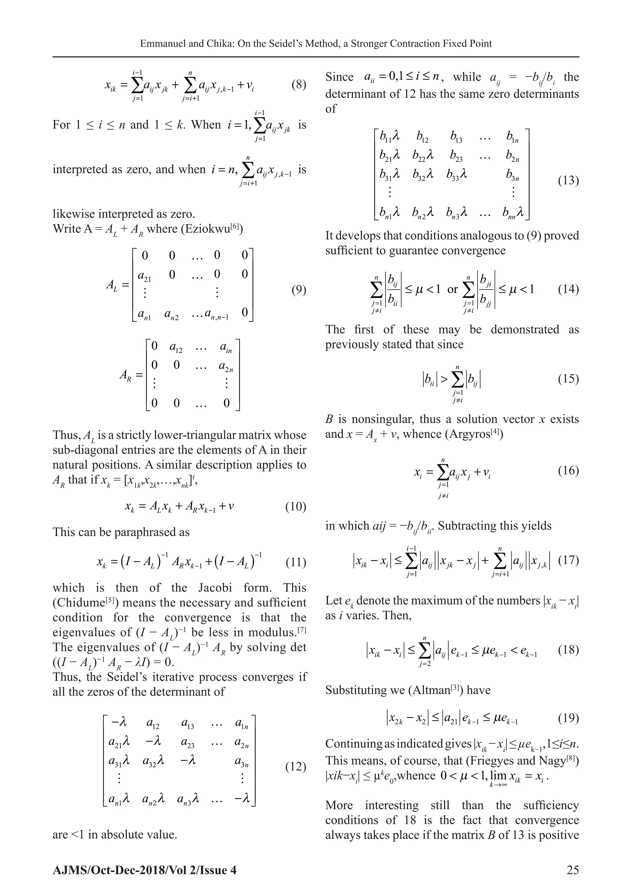 On The Seidels Method A Stronger Contraction Fixed Point Iterative