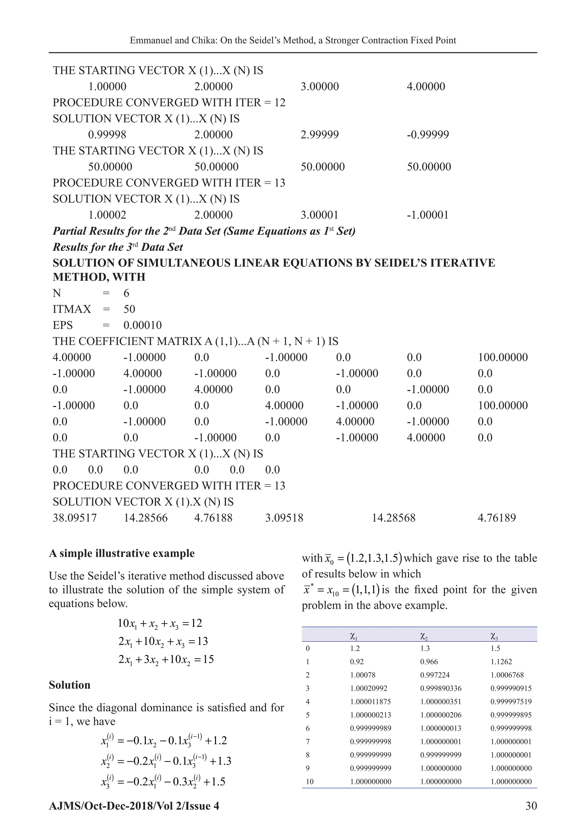 On the Seidel’s Method, a Stronger Contraction Fixed Point Iterative Method of Solution for ...