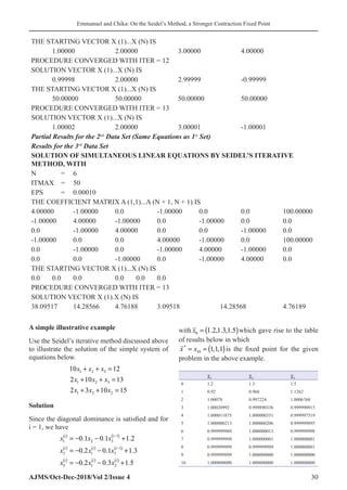 On the Seidel’s Method, a Stronger Contraction Fixed Point Iterative Method of Solution for ...