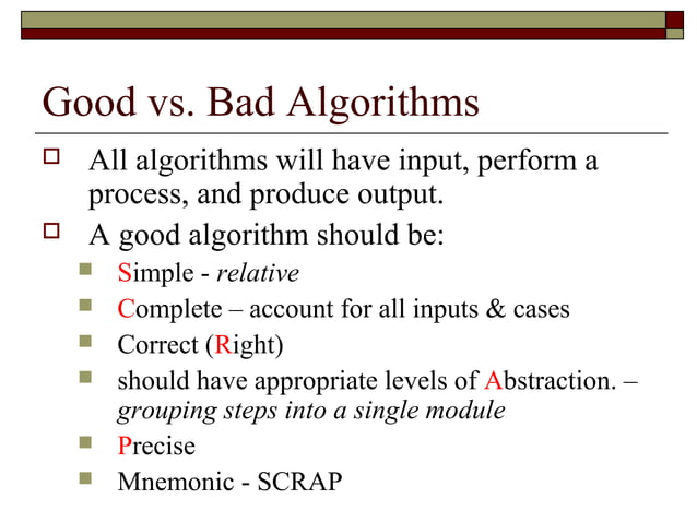 QULITIES OF A GOOD ALGORITHM | PDF | Computer Software and Applications | Computing